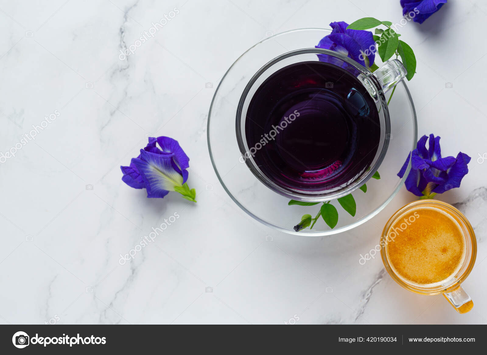 Cup Butterfly Pea Flower Tea Honey Table — Stock Photo © eakmoto #420190034