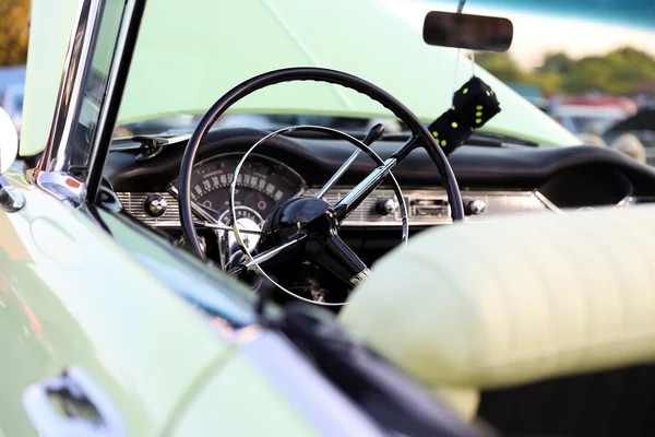 classic retro vintage green car. Car interior - Stock Image - Everypixel