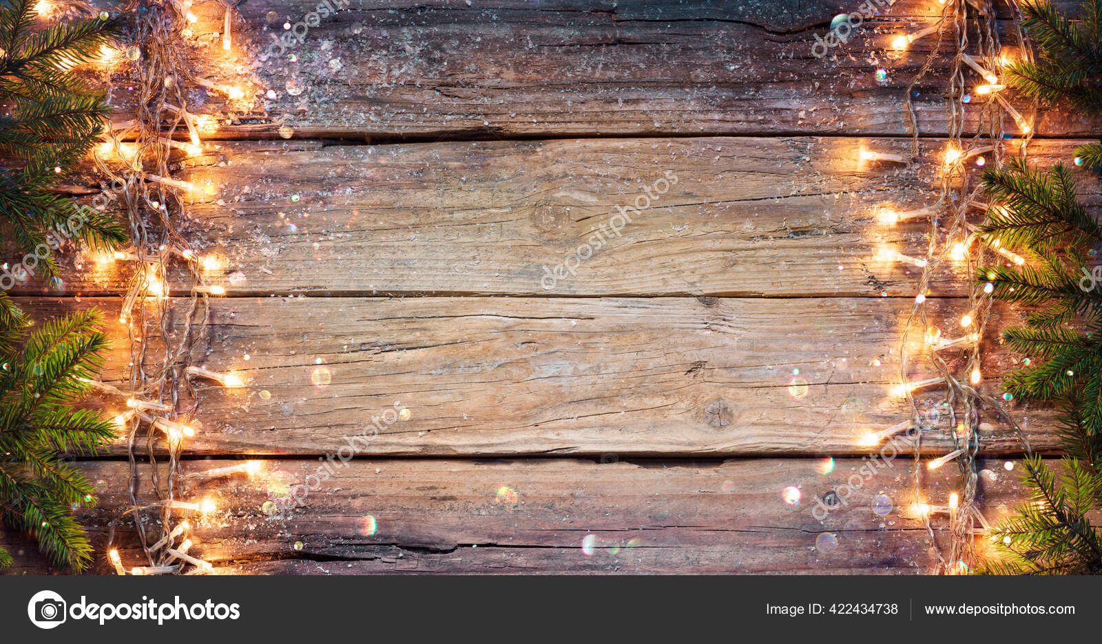 Rustic Christmas Lights Background