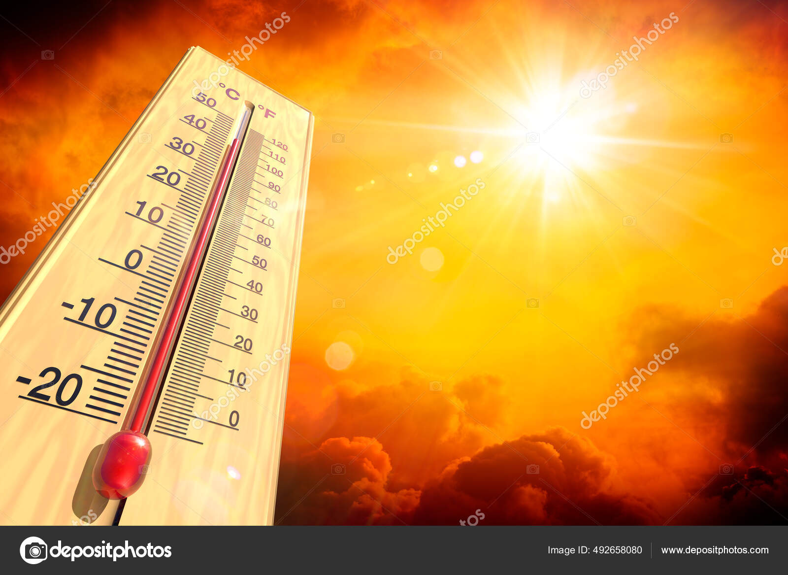 Heatwave Warm Thermometer Fire Global Warming Extreme Climate ...