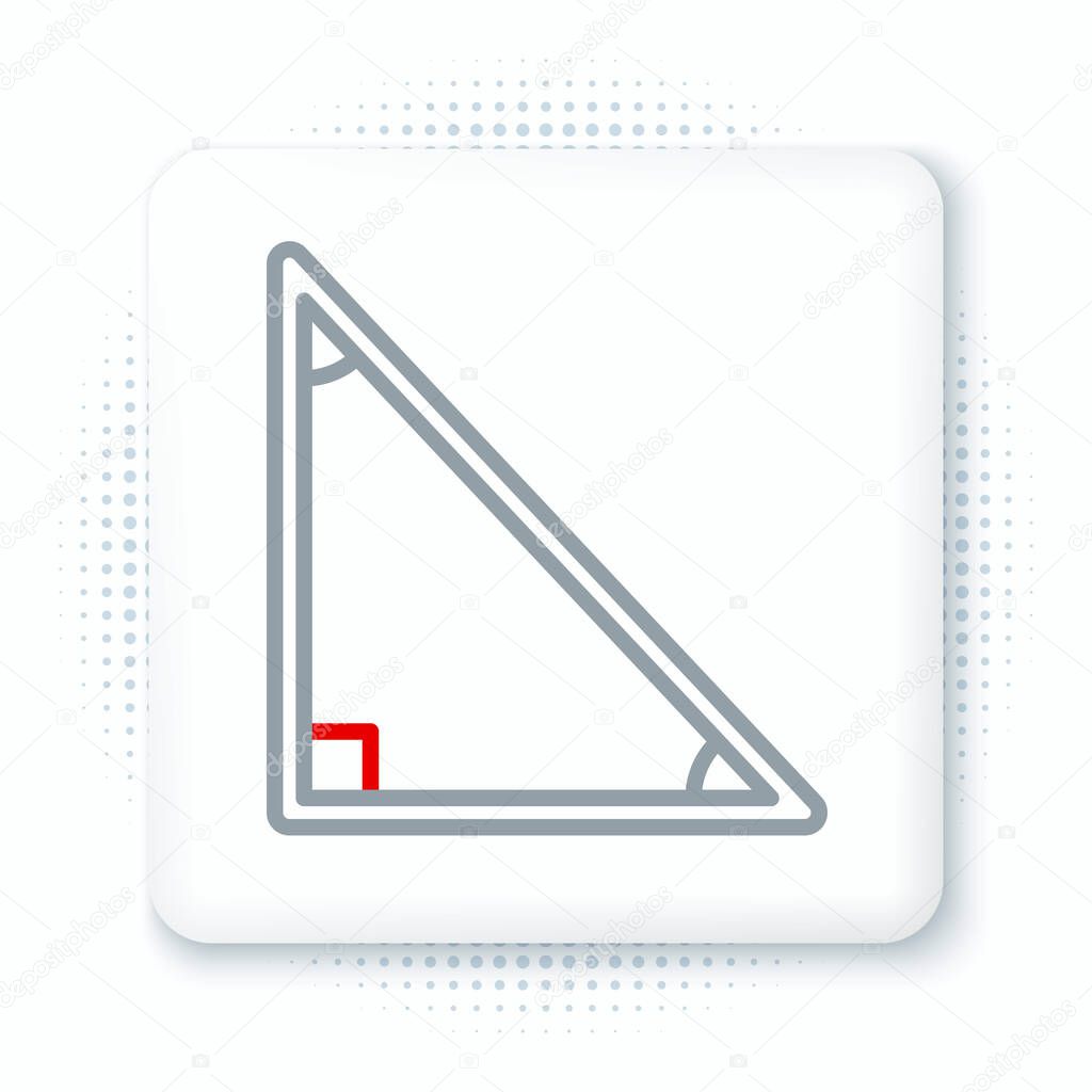 Icono matemático del triángulo de línea aislado sobre fondo blanco ...