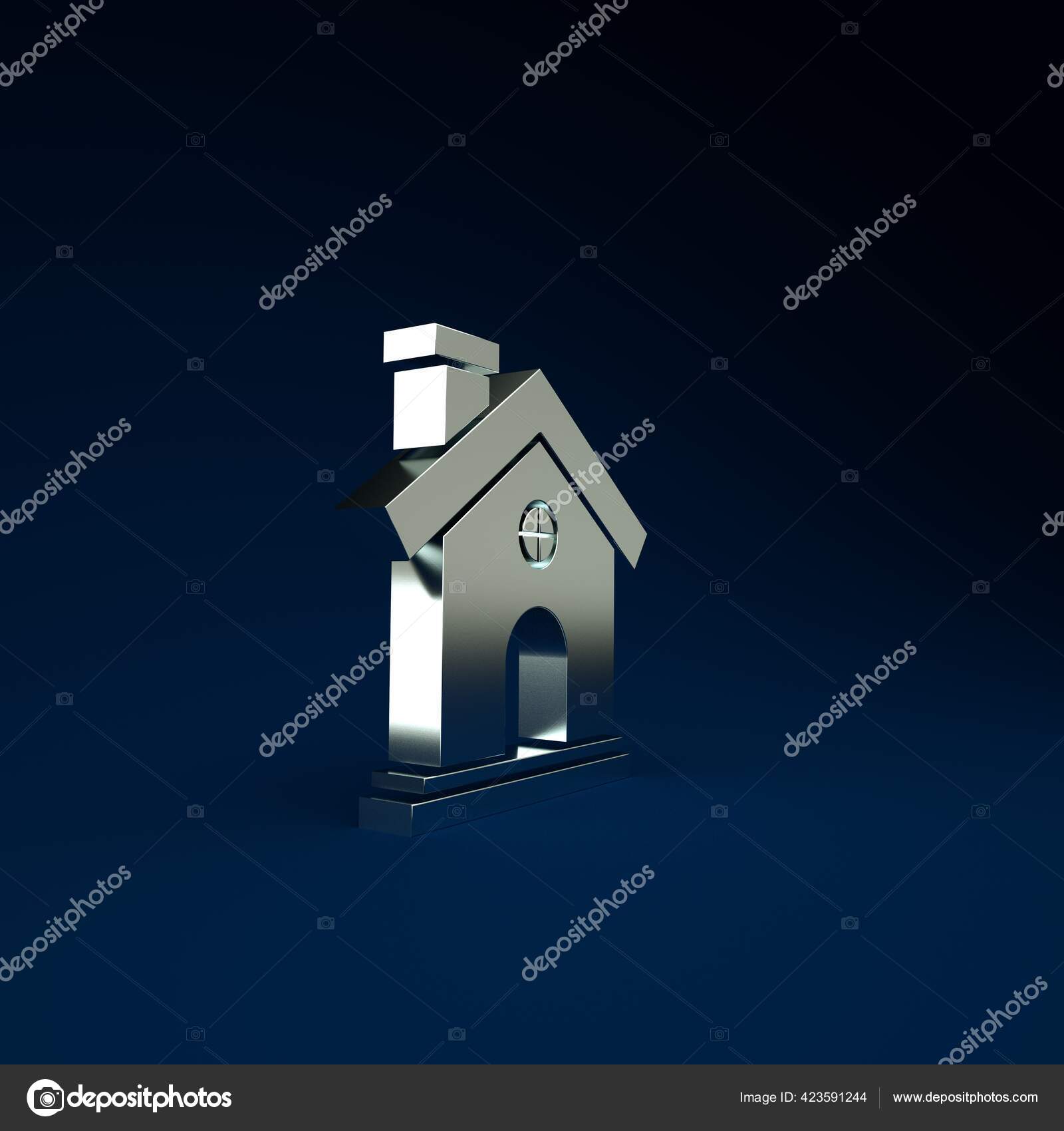 Icono de Silver House aislado sobre fondo azul. Símbolo casero ...