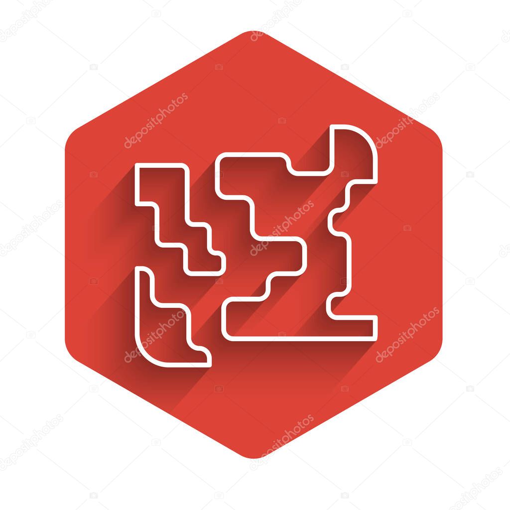 Línea blanca Icono gaseoso aislado con sombra larga. Cambiando el ...