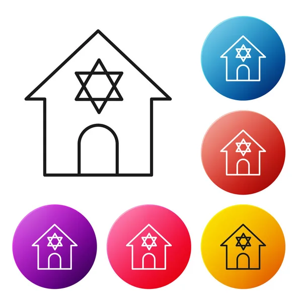 Blue Jewish Synagogue Building Jewish Temple Icon Isolated Green ...