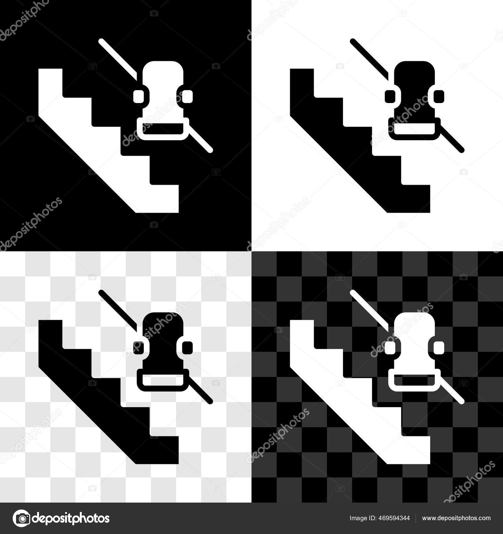 Set Disabled Access Elevator Lift Escalator Icon Isolated Black White ...