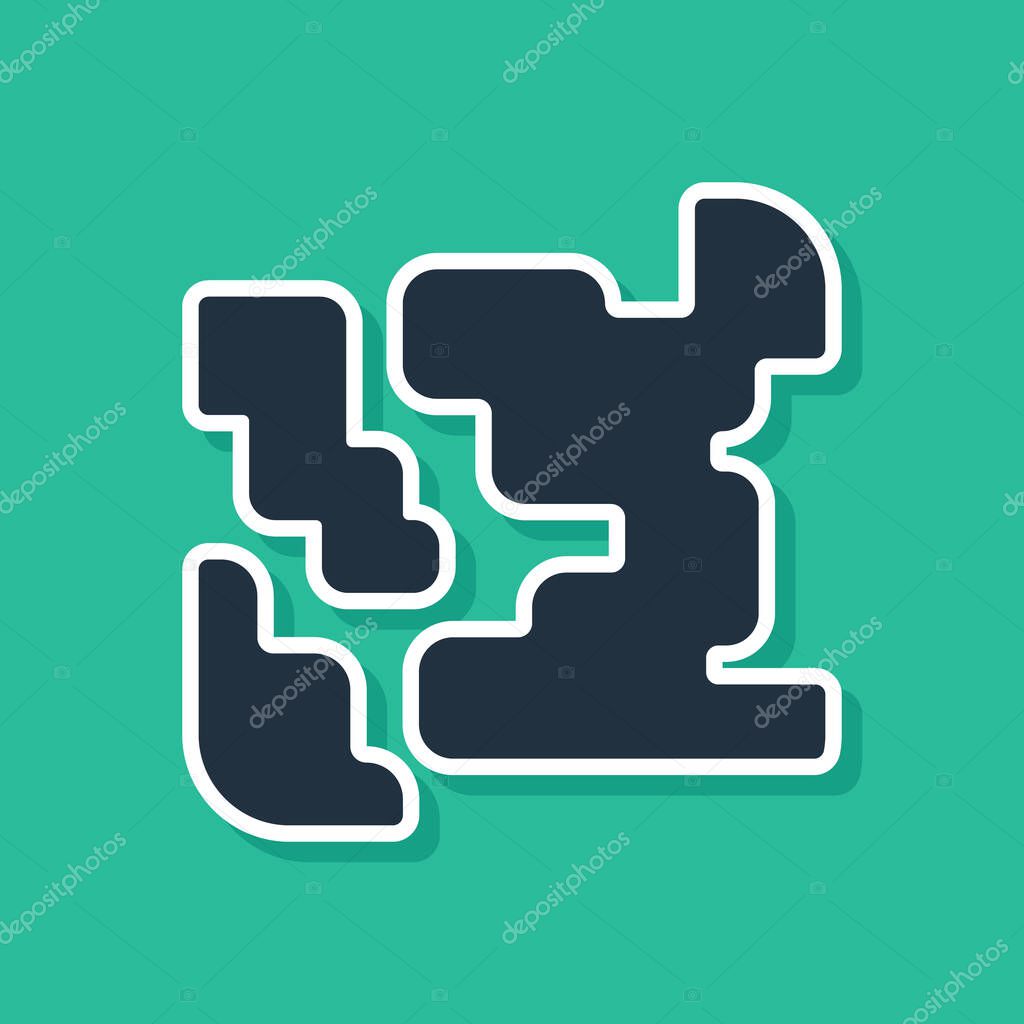 Icono azul gaseoso aislado sobre fondo verde. Cambiando el estado de la ...