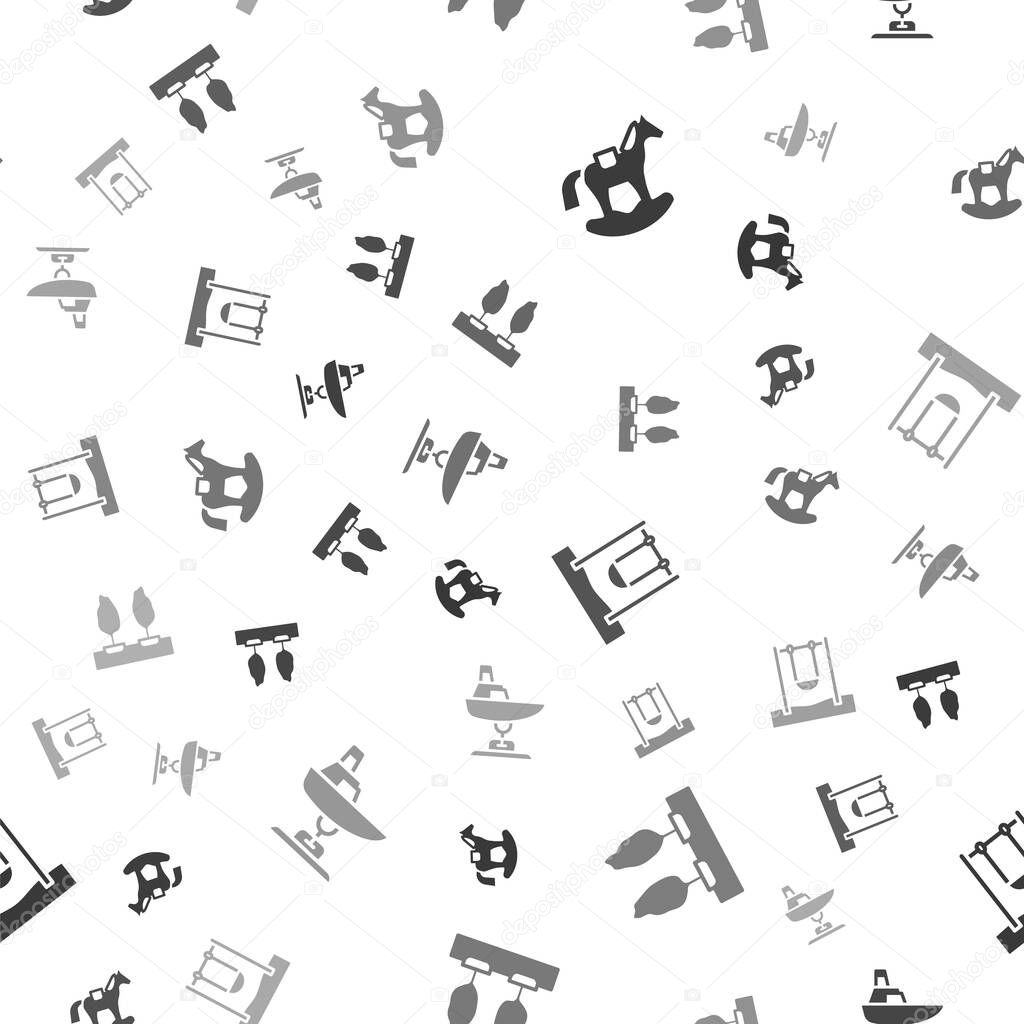 Establecer caballo en columpio de silla de montar, Bosque, Columpio y barco en el patr n sin ...