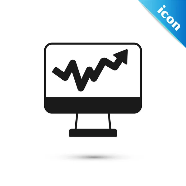Black Computer Monitor Graph Chart Icon Isolated White Background Report Stock Vector Image by ...