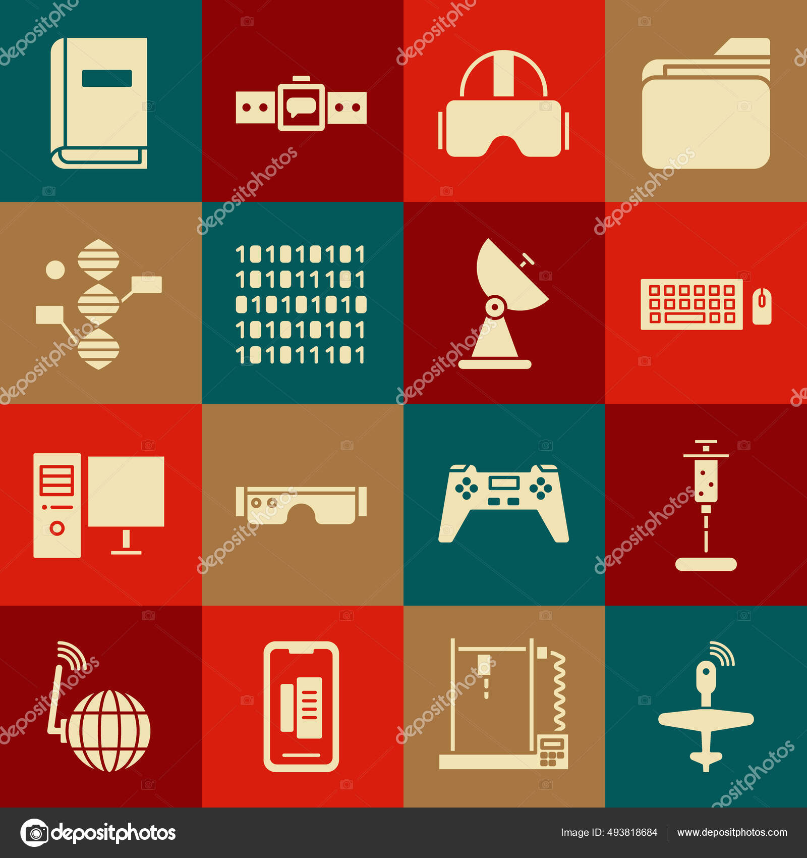 Set UAV Drone, Syringe, Keyboard and mouse, Virtual reality glasses ...