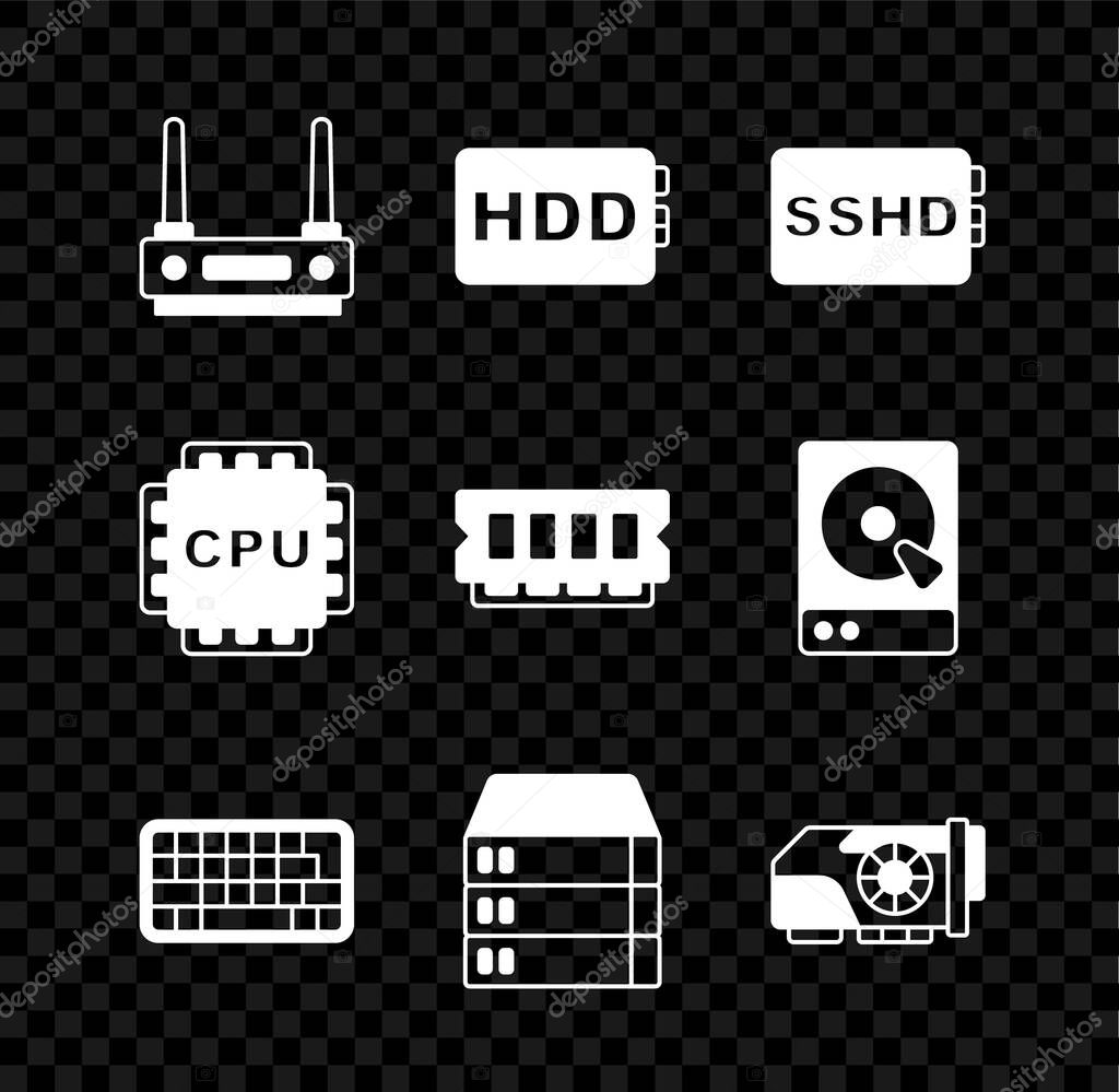 Set Router y señal wi-fi, Unidad de disco duro HDD, Tarjeta SSHD ...