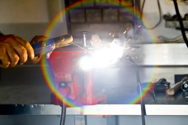 Welder works on deck of chemical tanke — Stock Photo © karelstudio #2230417