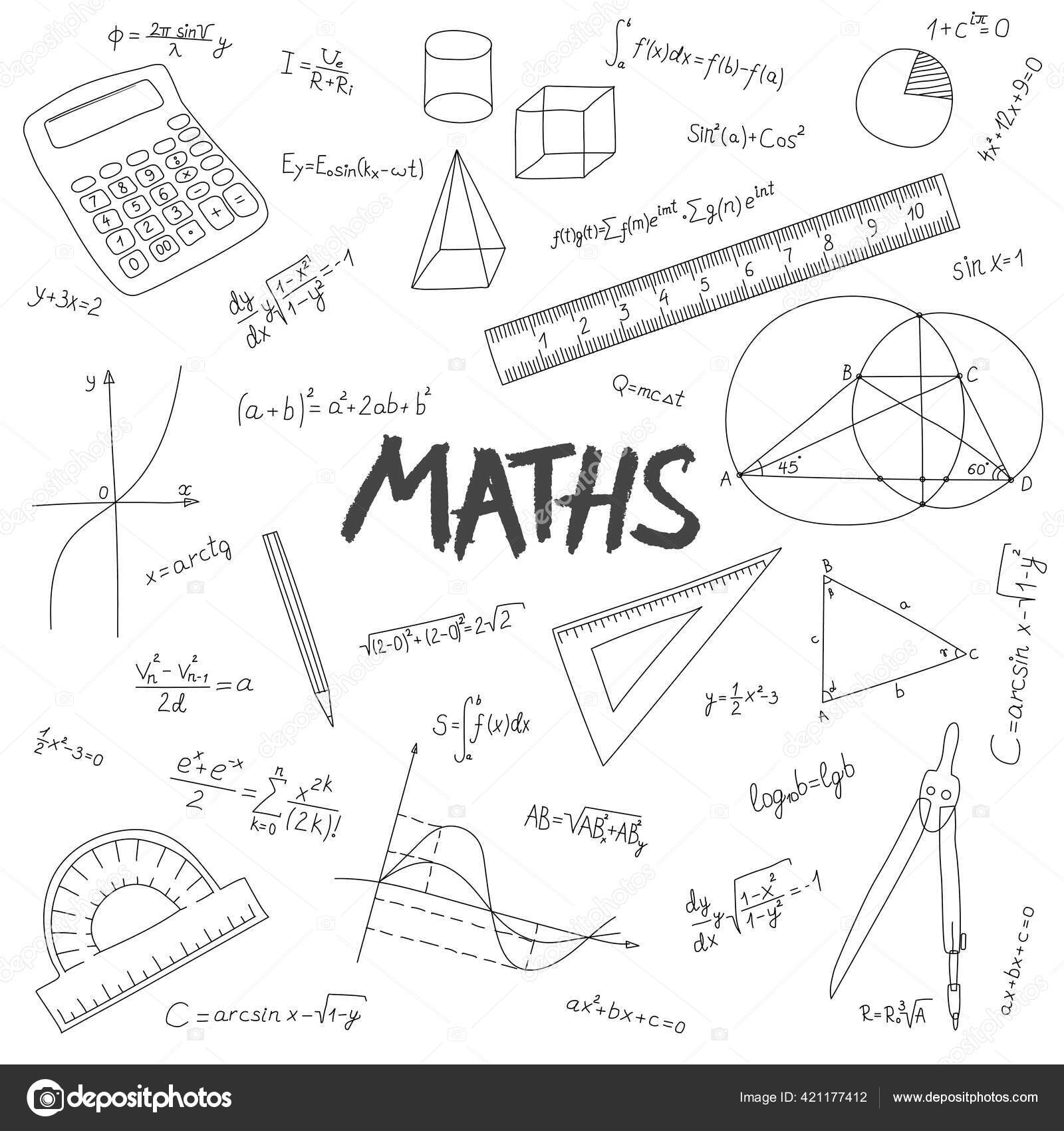 Abstract Mathematical Background Formulas Measuring Instruments Drawn ...