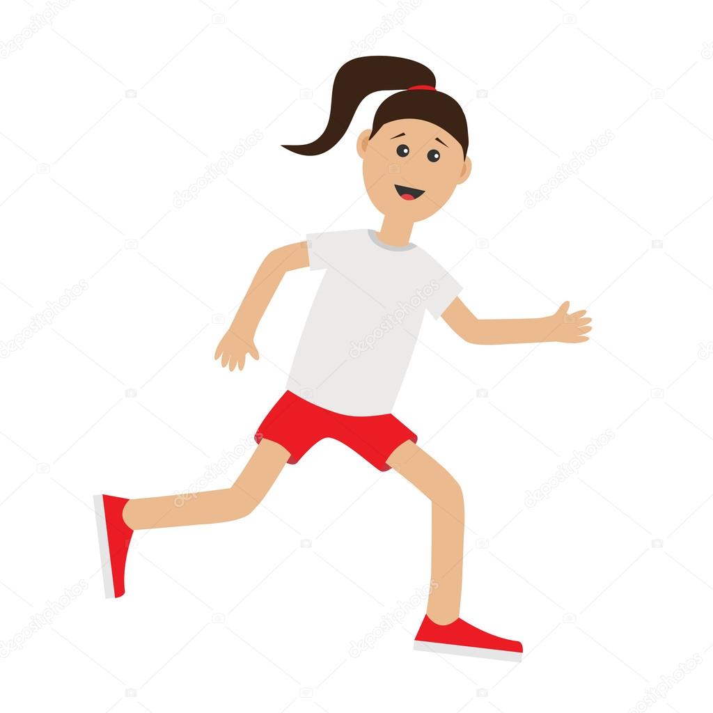 Funny cartoon running girl Stock Vector Image by ©worldofvector #108273034