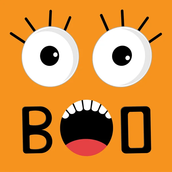 Scary face emotions boo. Happy Halloween card. - Stock Image - Everypixel