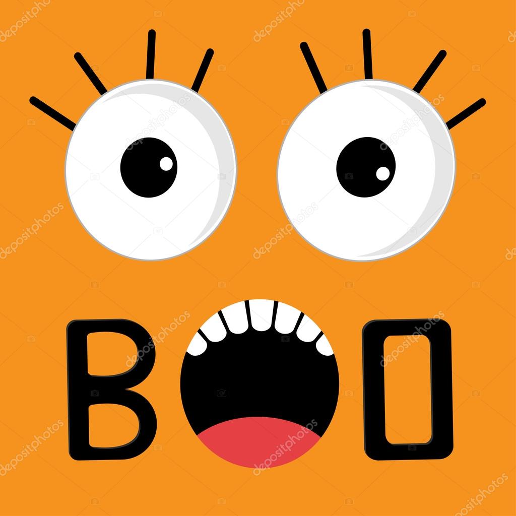 Scary face emotions boo. Happy Halloween card. Stock Vector Image by ...