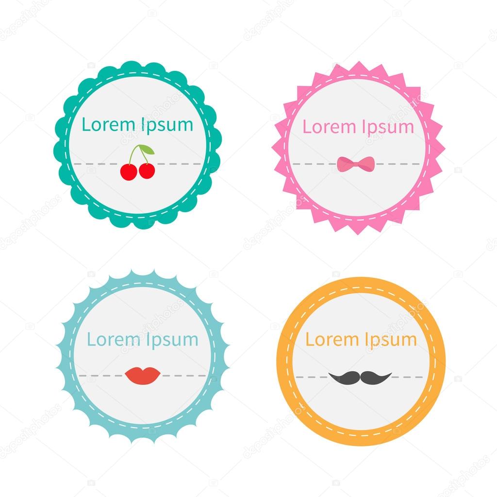 Cute round tag label set with dash line — Stock Vector © worldofvector ...