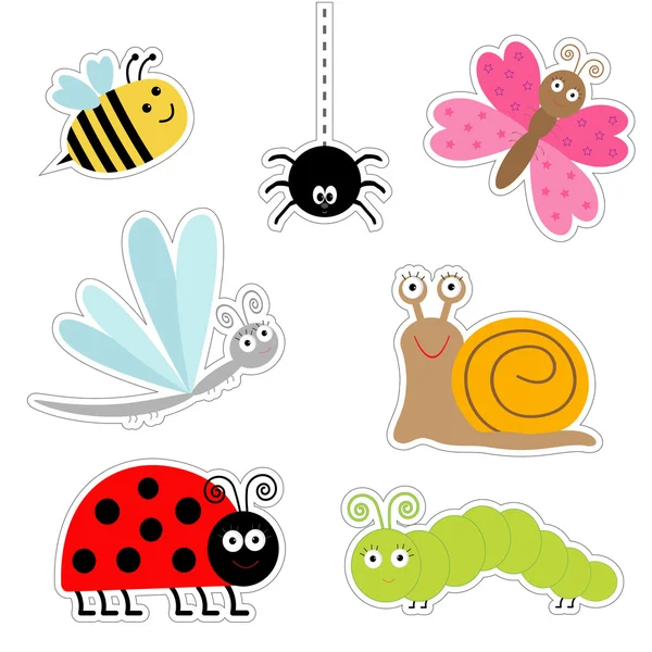 Insect icon set. Lady bug Mosquito Butterfly Bee Grasshopper Beetle ...