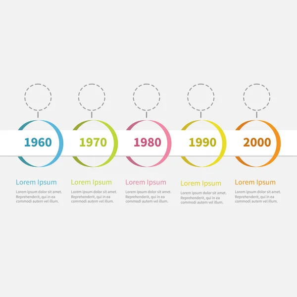 Timeline Infographic with empty dash line circles — Stock Vector ...