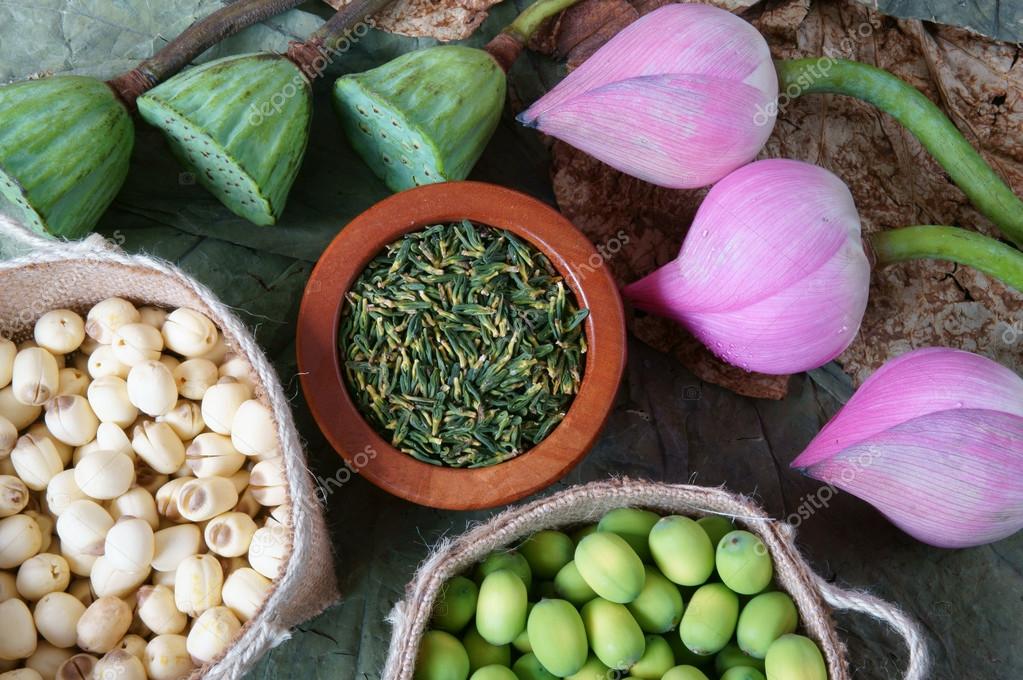 Collection lotus flower, seed, tea, healthy food Stock Photo by ...