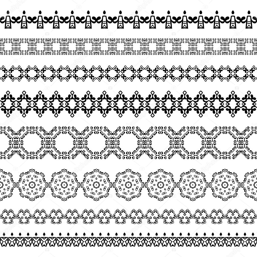 Line border pattern set and design element. Geometric vintage fashion ...