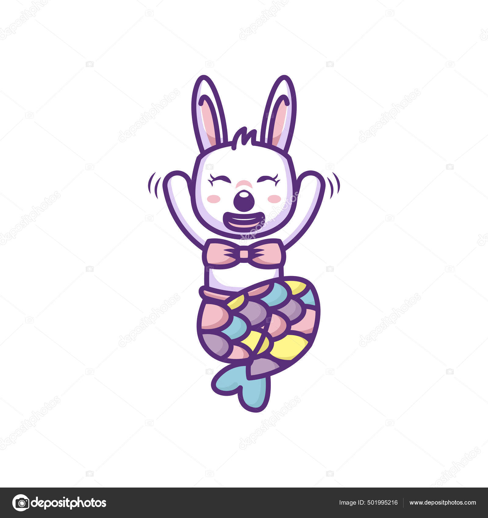 Rabbit Mermaid Vector Illustration Stock Vector by ©Guavanaboy 501995216