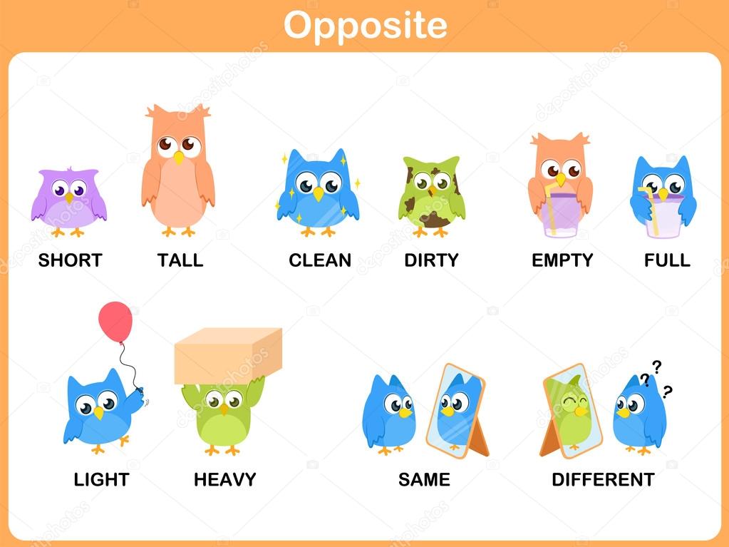 Opposite words for preschool | Opposite word for preschool — Stock ... Opposite words for preschool | Opposite word for preschool — Stock ...