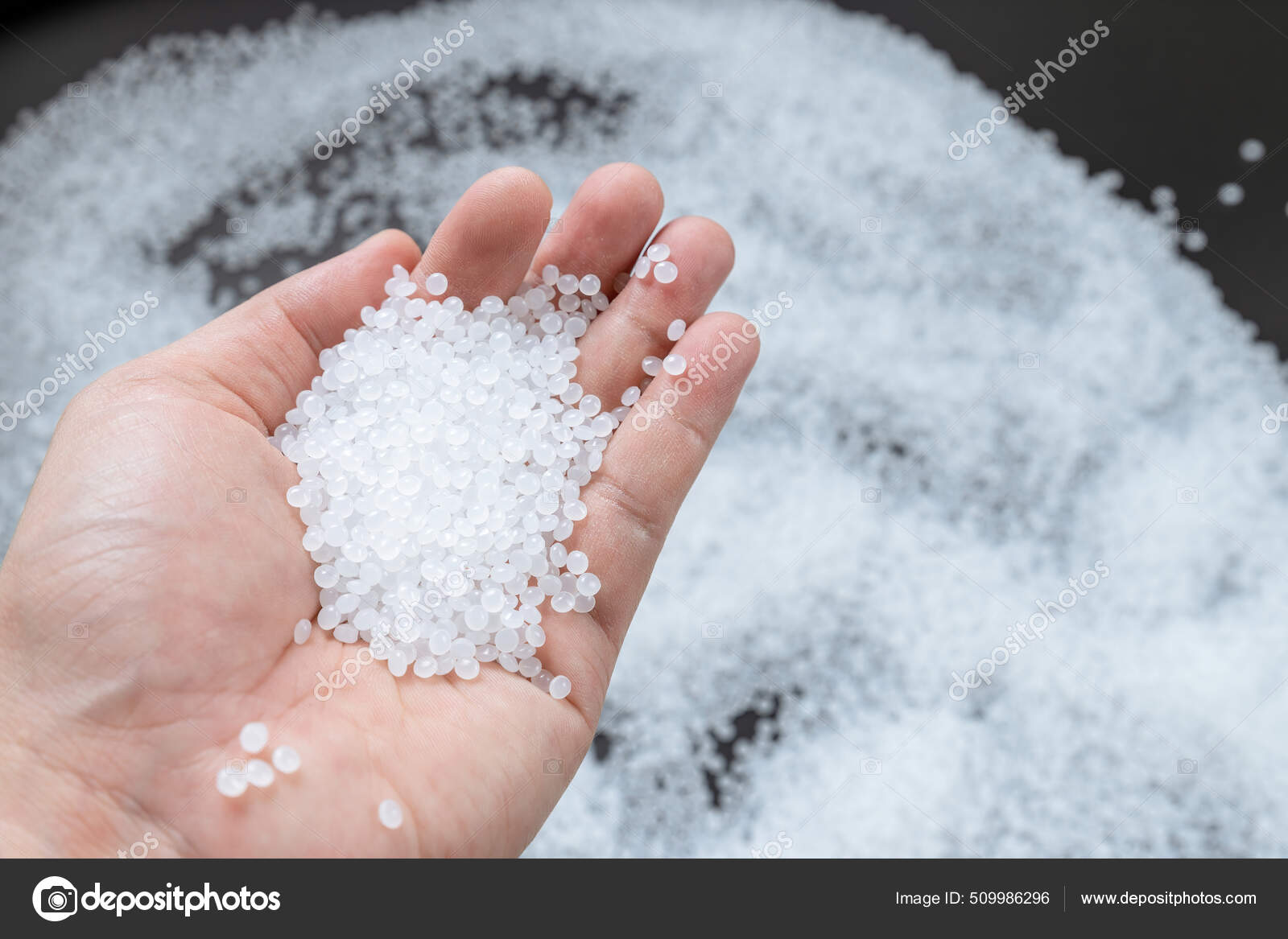 White Plastic Beads Wood Background Polymers Bead Polymer Resin Polymer ...