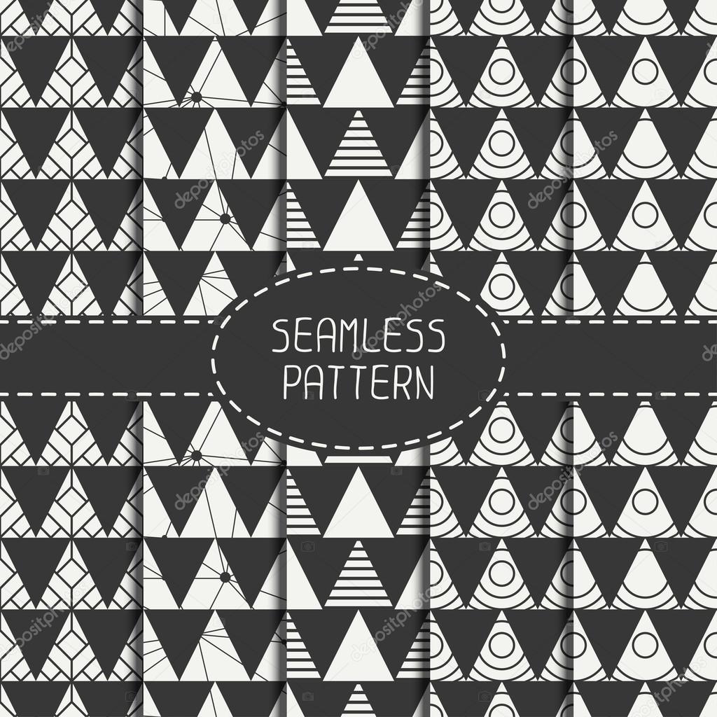 Set of line polygon abstract hipster seamless pattern with triangle ...