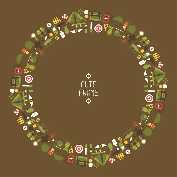 Frame of flat colorful military and war icons set. Army infographic ...