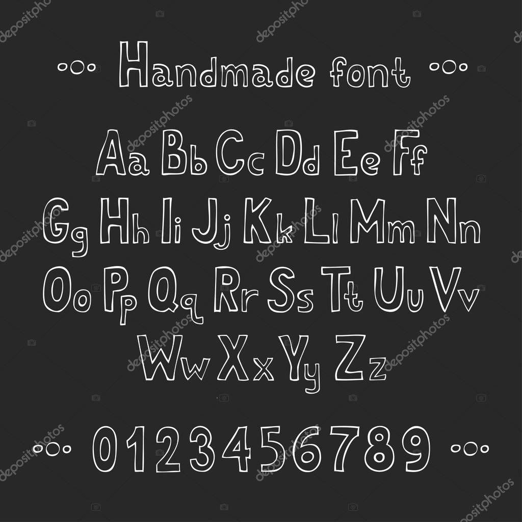 Simple monochrome hand drawn font. Complete abc alphabet set. Vector ...