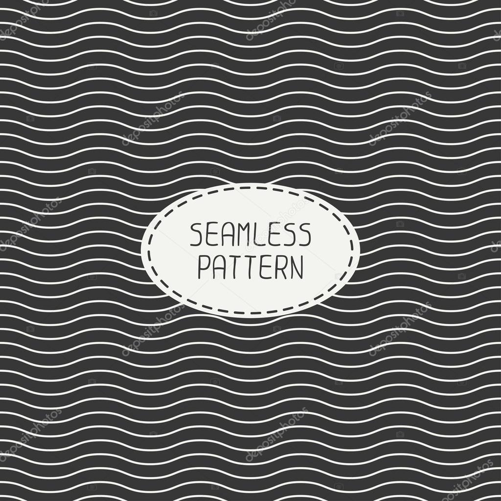 Patrón geométrico monocromo líneas onduladas sin costura. Rayas abstractas irregulares. Papel de ...