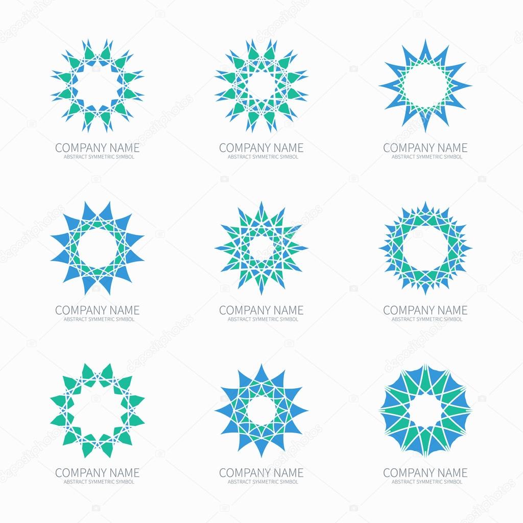 Conjunto de formas simétricas abstractas geométricas azules simples ...