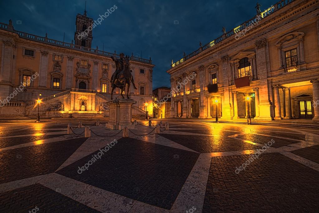 Rome, Italy: The Capitolium square in the sunrise — Stock Photo ...