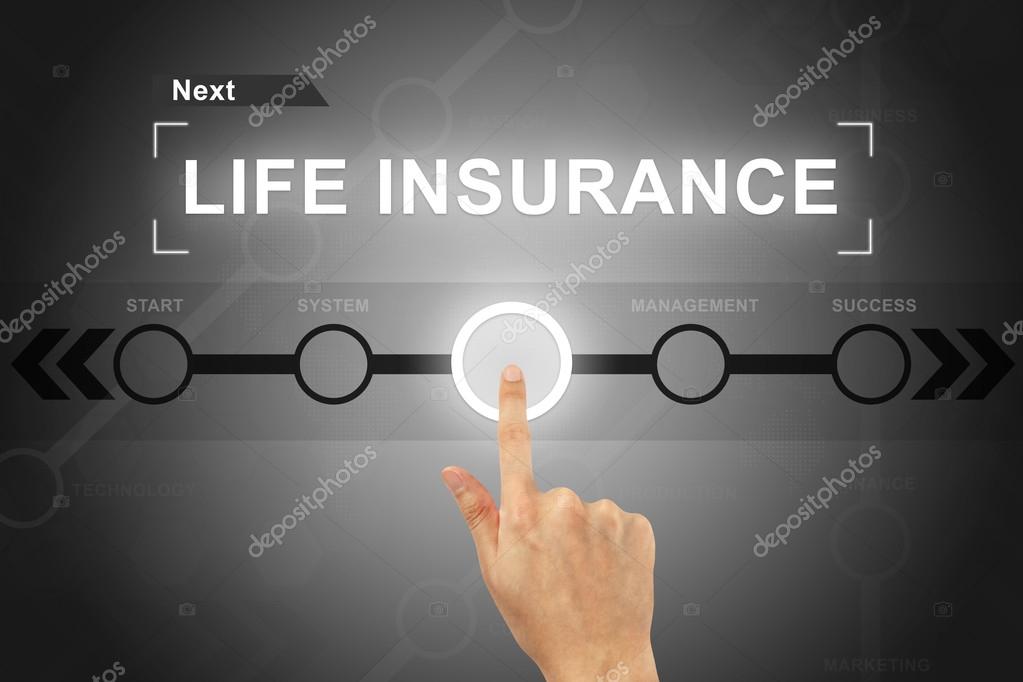 botón de seguro de vida de clic en la mano en una interfaz de pantalla 2024
