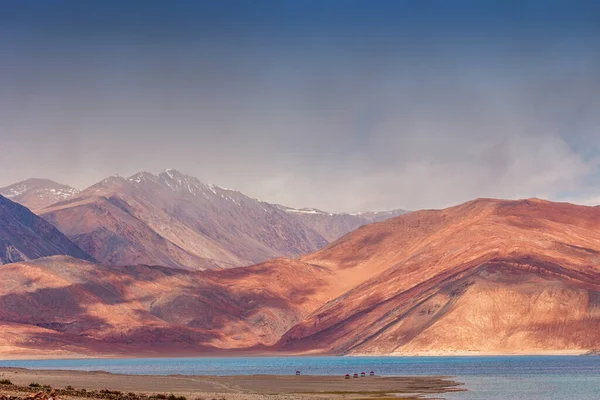 Play of shadows and light over beautiful Pangong Lake, Pangong Tso or ...