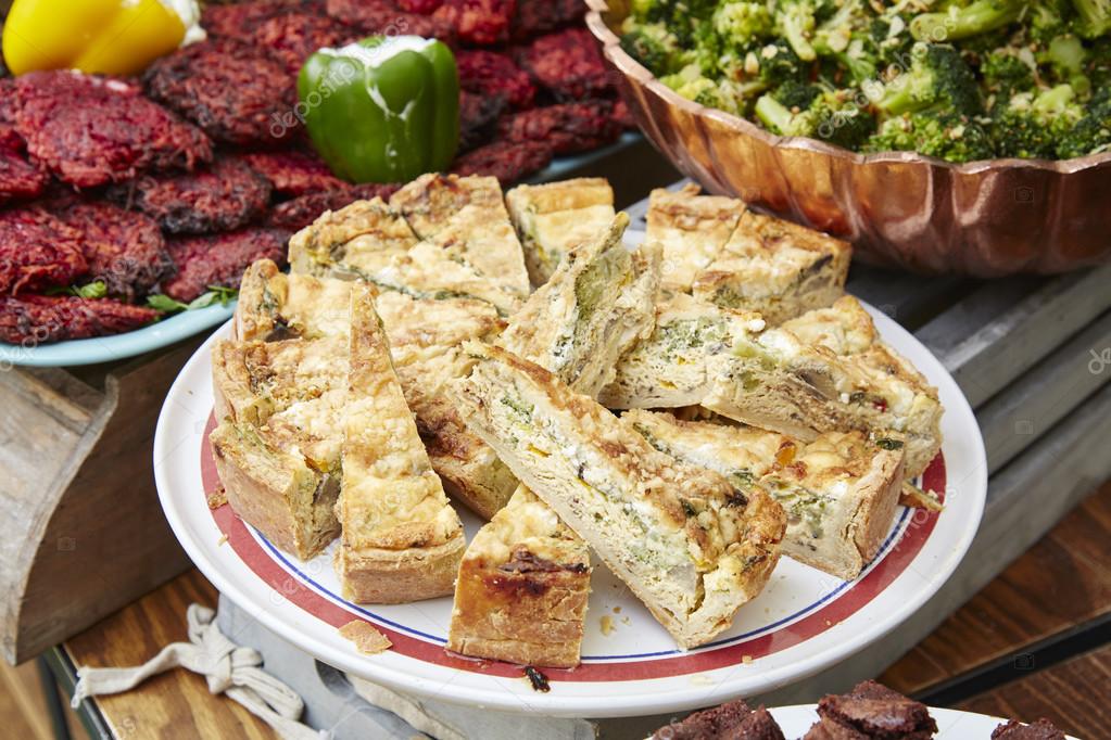 Quiche on display at a farmers market — Stock Photo © fantasticbunny ...