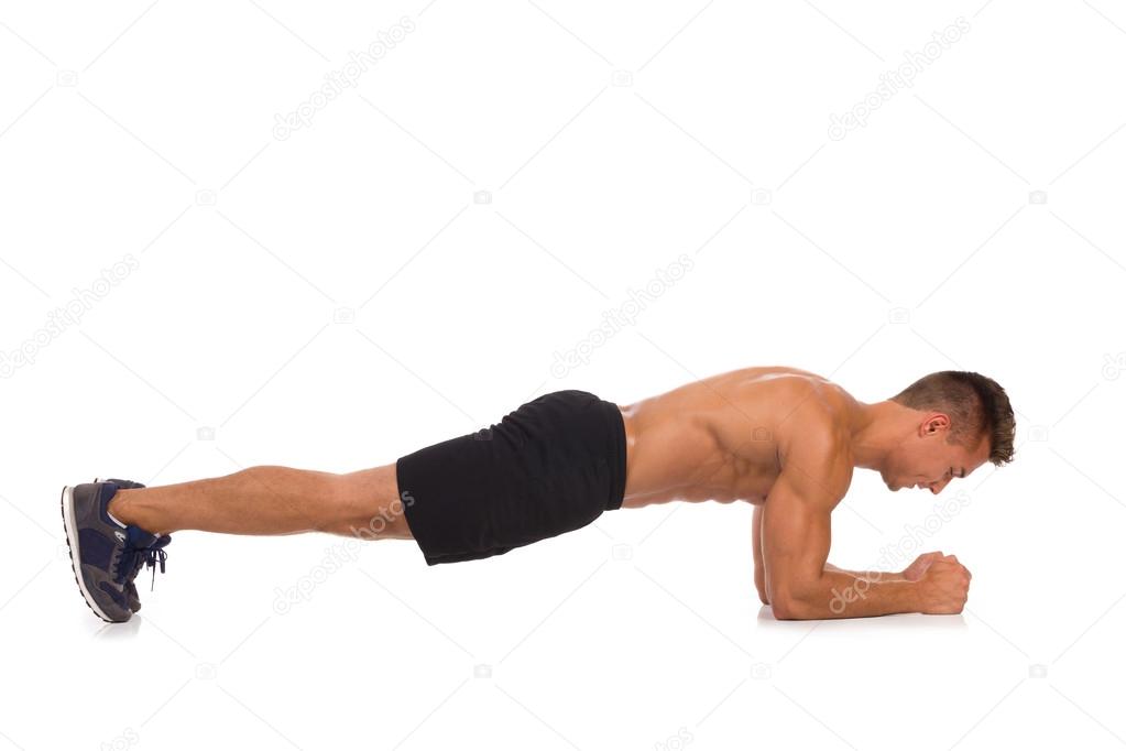 Elbow Plank. Isometric Stomach Exercise — Stock Photo © studioloco ...