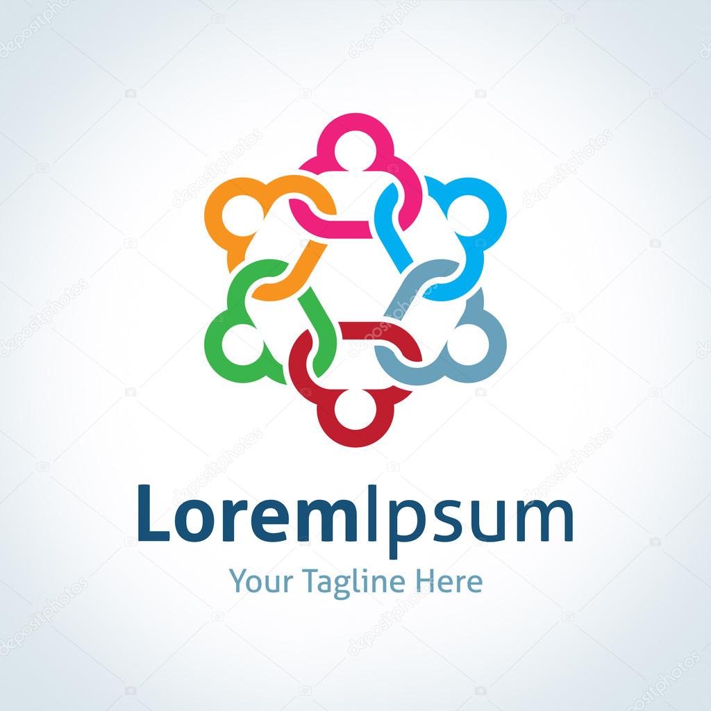 Human hugging chain social community partnership silhouette vector logo ...