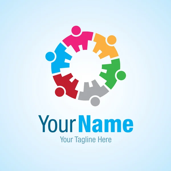 Human hugging chain social community partnership silhouette vector logo ...