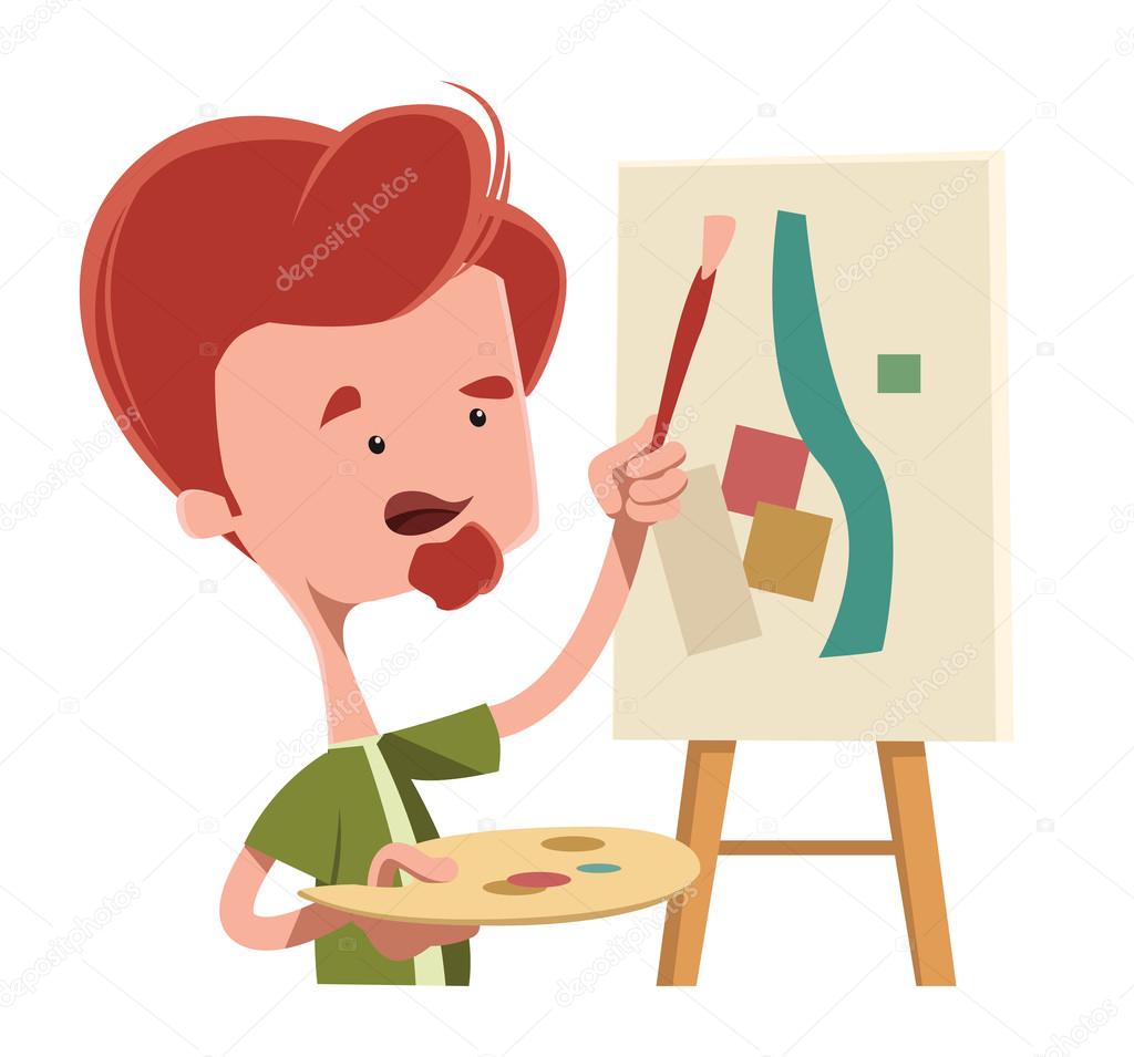 Artista abstracto pintura vector ilustración personaje de dibujos ...