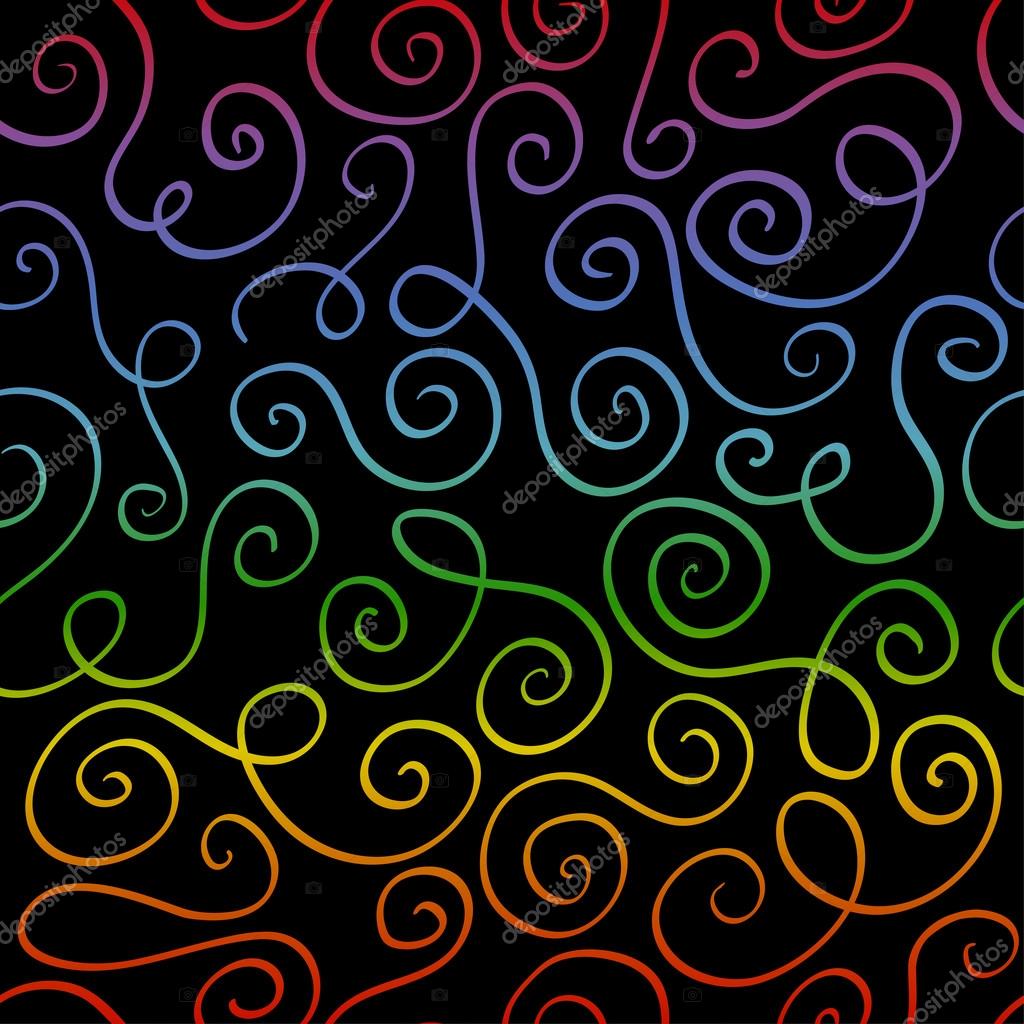 Abstract rainbow color swirls on black background — Stock Vector ...
