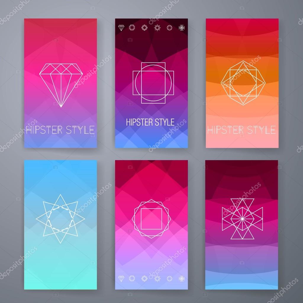 Modern cards design template with triangular colorfull background Stock ...