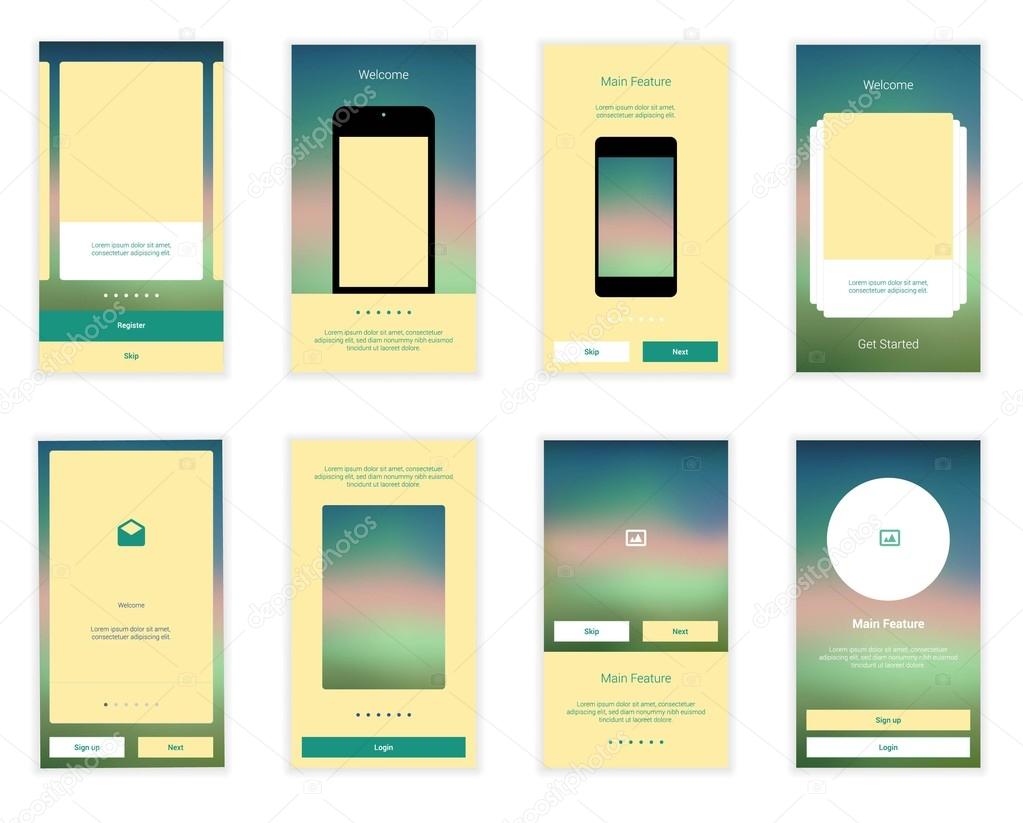 Mobile Screens User Interface Kit. Modern user interface UX, UI screen ...