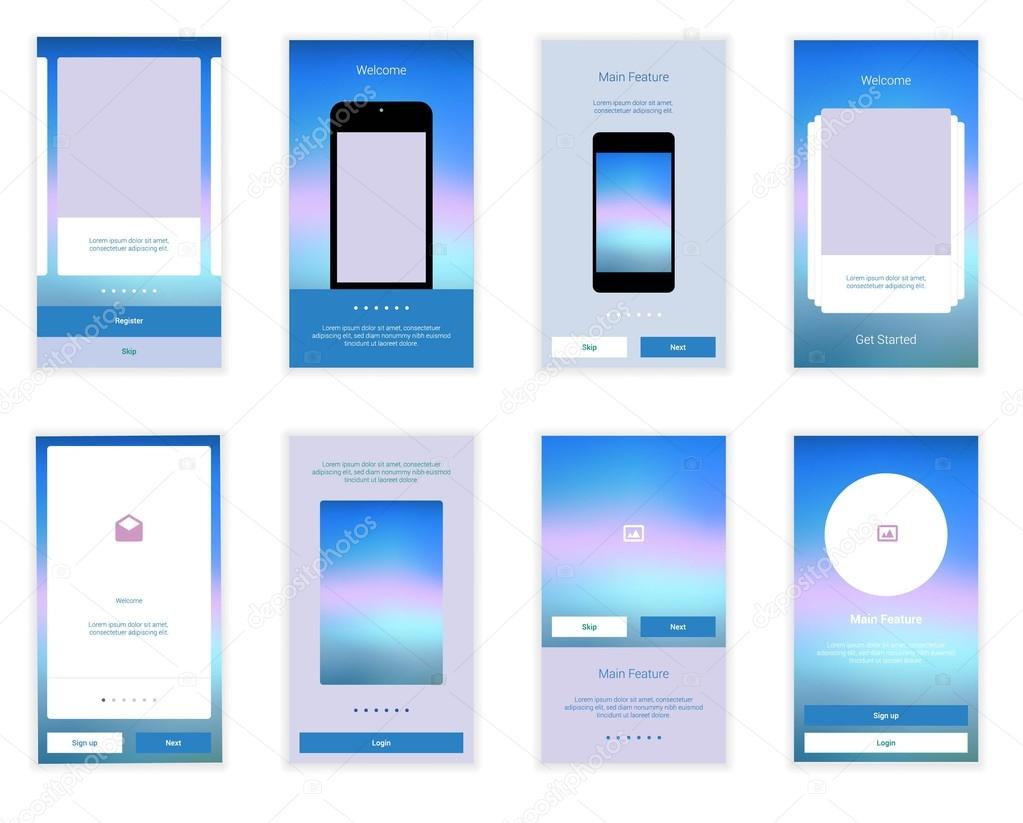 Mobile Screens User Interface Kit. Modern user interface UX, UI screen ...