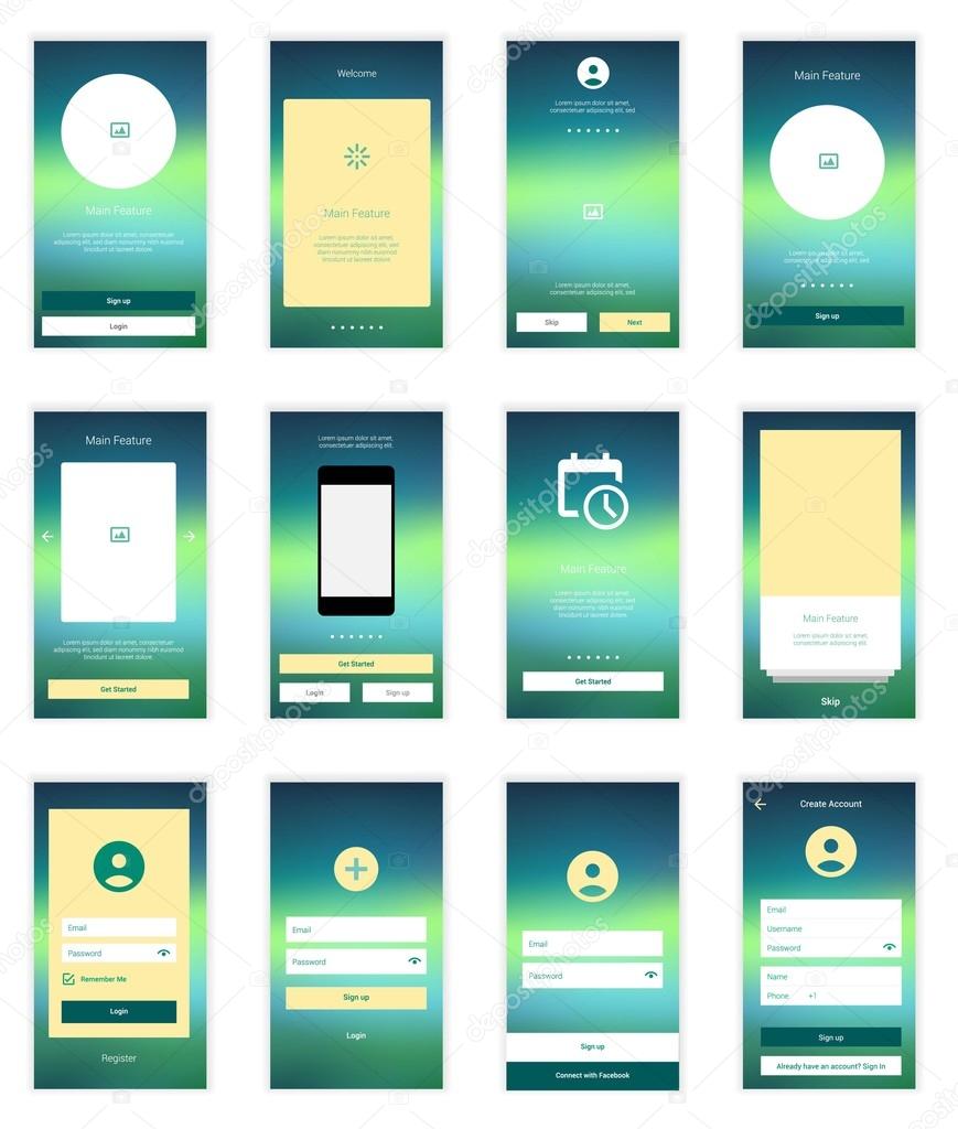 Mobile Screens User Interface Kit. Modern user interface UX, UI screen ...