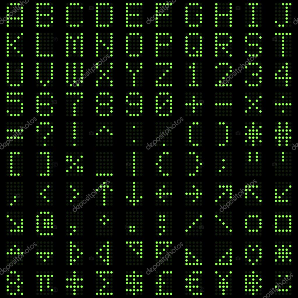 Green dot digital font and symbol set vector illustration Stock Vector ...