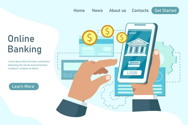 Mobile Banking Online Payment Concept Hand Holding Smartphone Screen ...