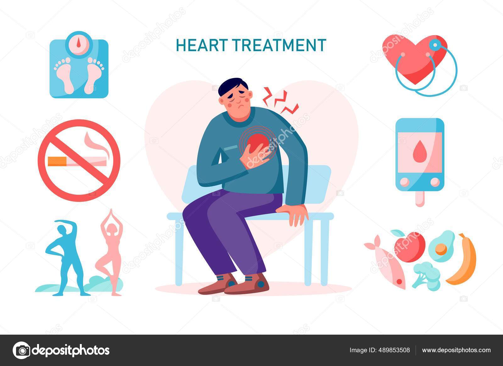 Tratamiento Del Corazón Problema Cardiovascular Infografías Con Hombre ...