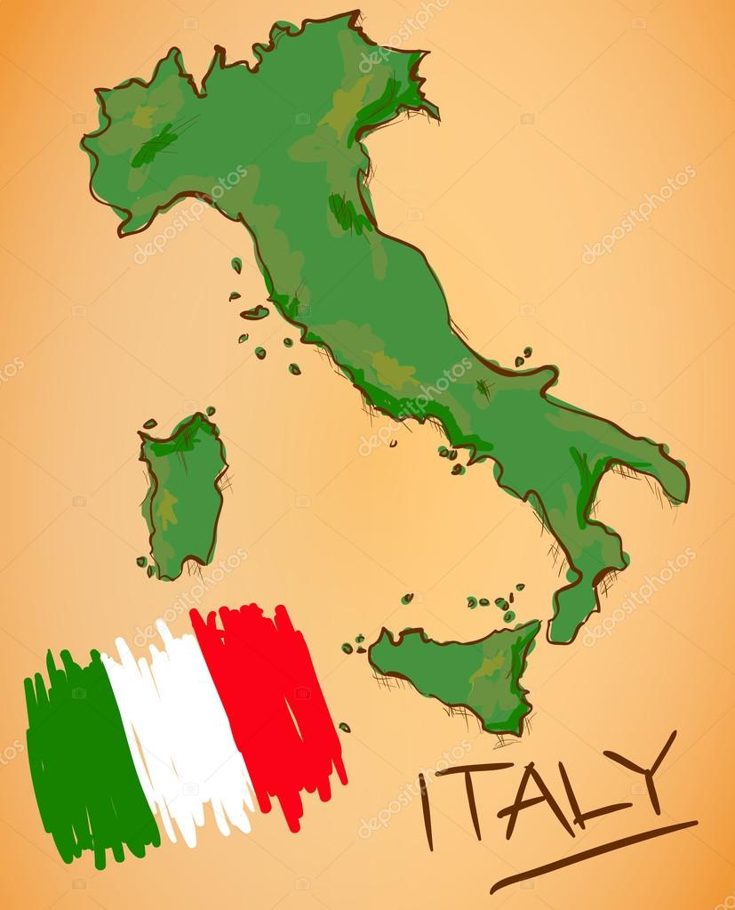 Italy Map and National Flag Vector Stock Vector by ©natanaelginting ...