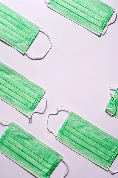 Top View Green Surgical Face Protection Mask Isolated Beige Color Stock ...